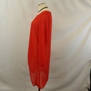 Csc Studio | Tops | Csc Studio Red Sheer High Low Tunic Blouse | Poshmark